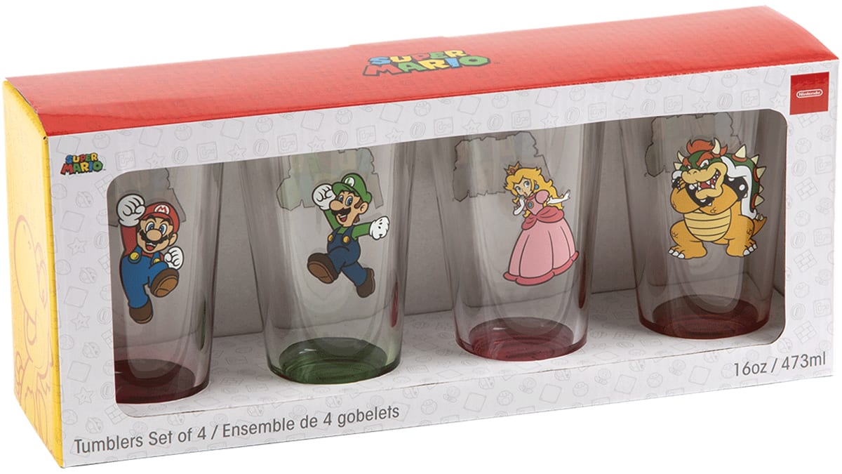 Mario™ Game Night - Glass Tumblers (Set of 4) - Nintendo Official Site